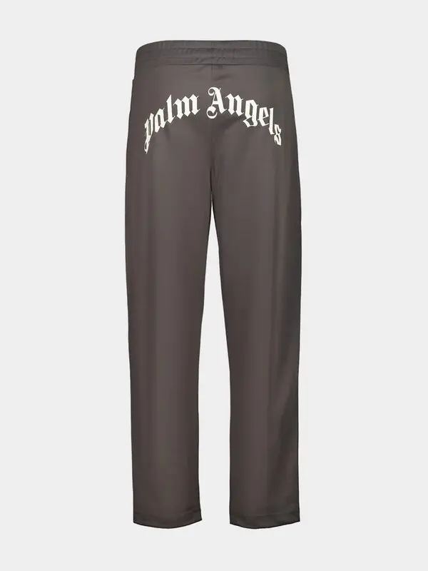 Palm Angels Dark Track Pants With Back Curved Logo - Grey