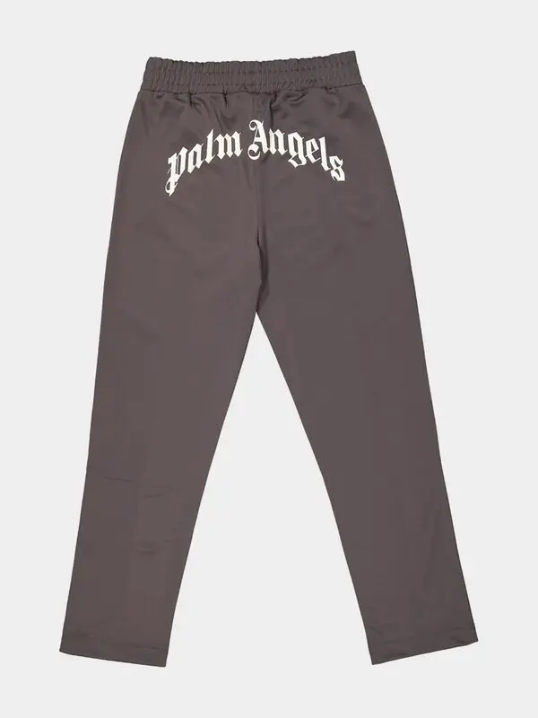 Palm Angels Dark Track Pants With Back Curved Logo - Grey