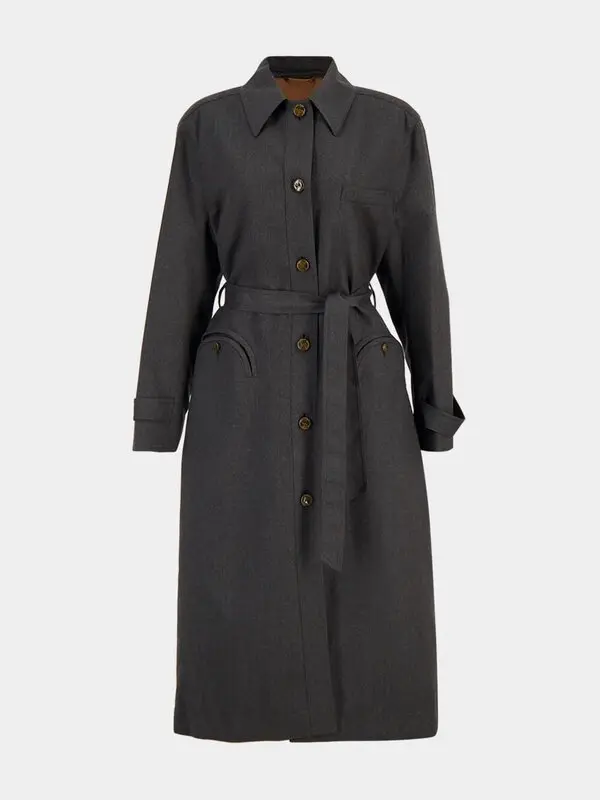 BLAZÉ MILANO Astoria Basoto Wool Trench Coat - Grey