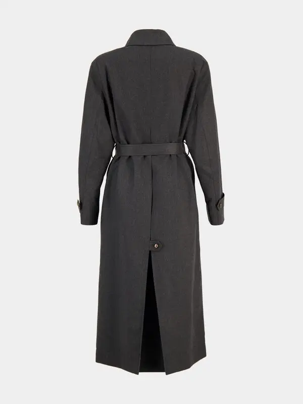 BLAZÉ MILANO Astoria Basoto Wool Trench Coat - Grey