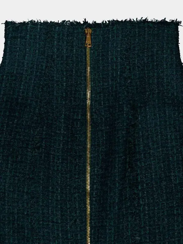 Balmain Button-detail Tweed Pencil Skirt - Green
