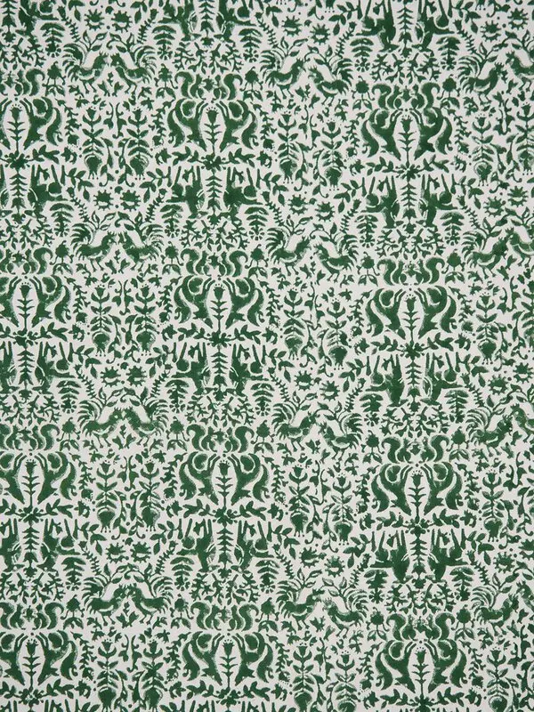 LES-OTTOMANS Handpainted Christmas Tablecloth - Green