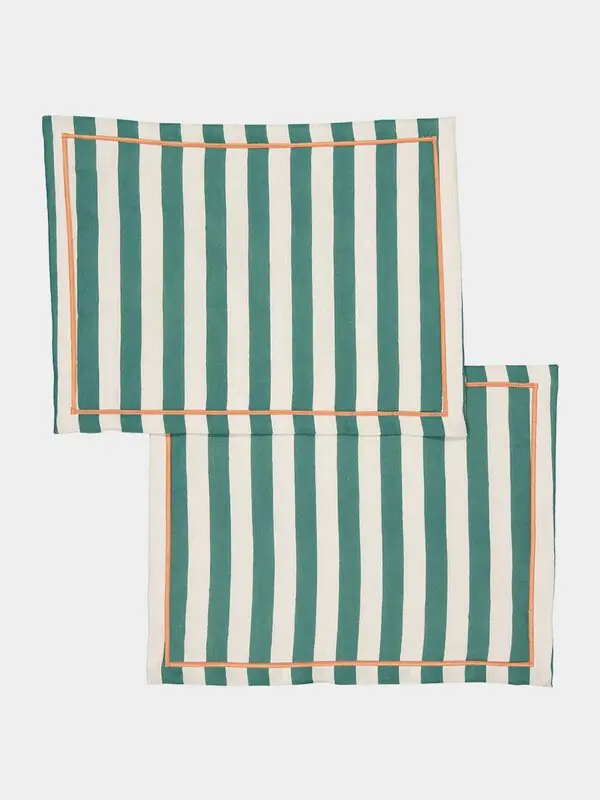 La DoubleJ Riviera Linen Placemats Set Of 2 - Green