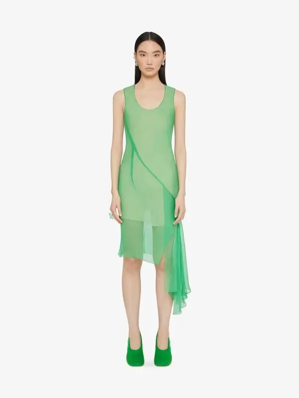 Givenchy Silk Chiffon Dress With Ruffle Detail - Green