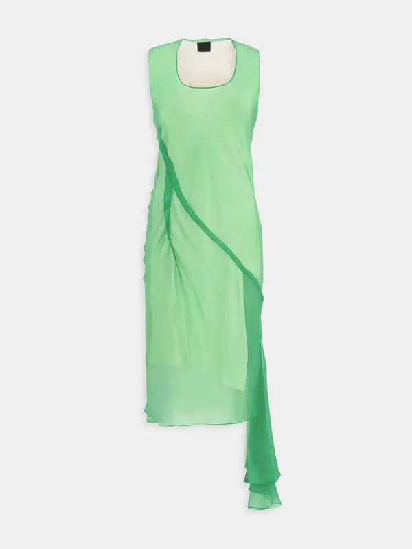 Givenchy Silk Chiffon Dress With Ruffle Detail - Green