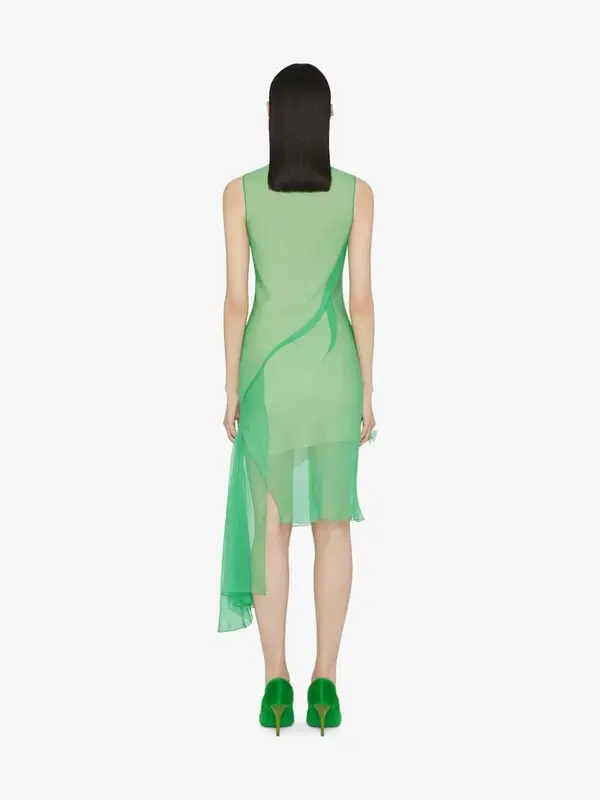 Givenchy Silk Chiffon Dress With Ruffle Detail - Green