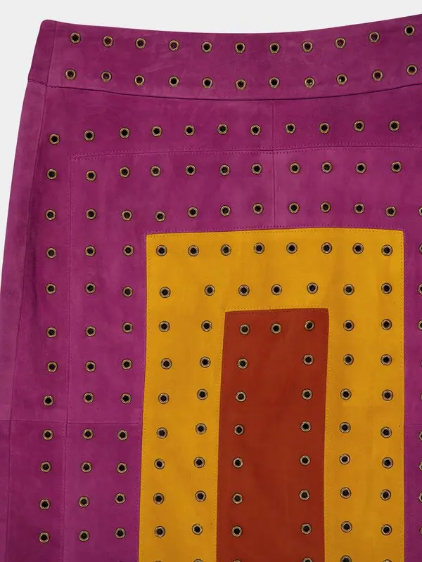 PAULA Campfire Potion Suede Skirt With Fringe