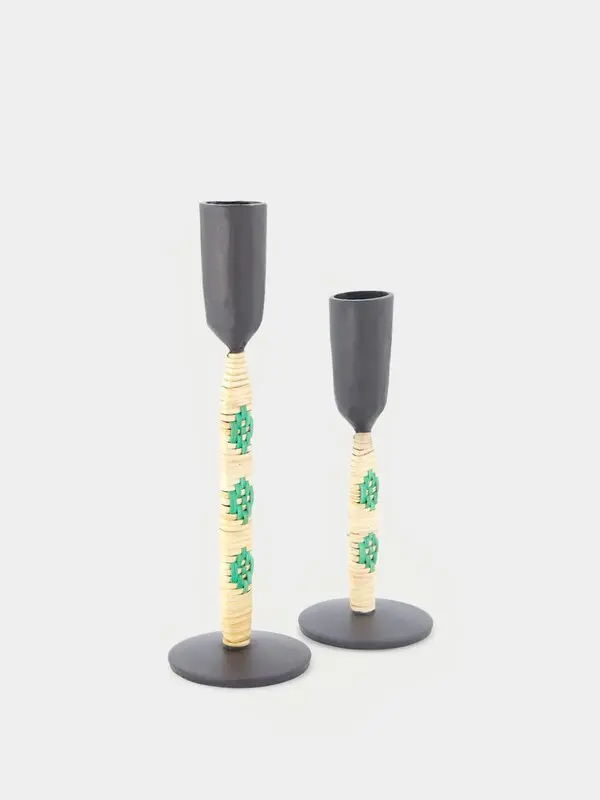 Madam Stoltz Set Of Two Iron Candle Holders