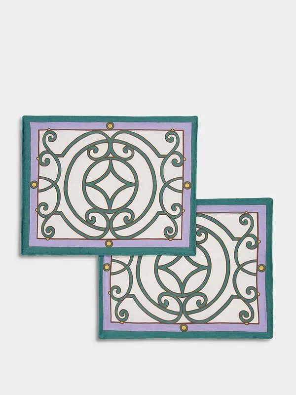 La DoubleJ Set Of 2 Linen Placemats - Green