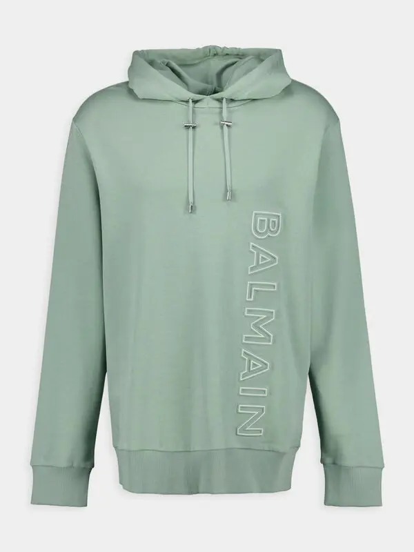 Balmain Logo-embossed Cotton Hoodie - Green