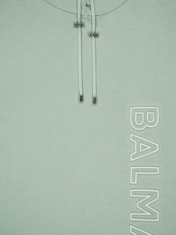 Balmain Logo-embossed Cotton Hoodie - Green