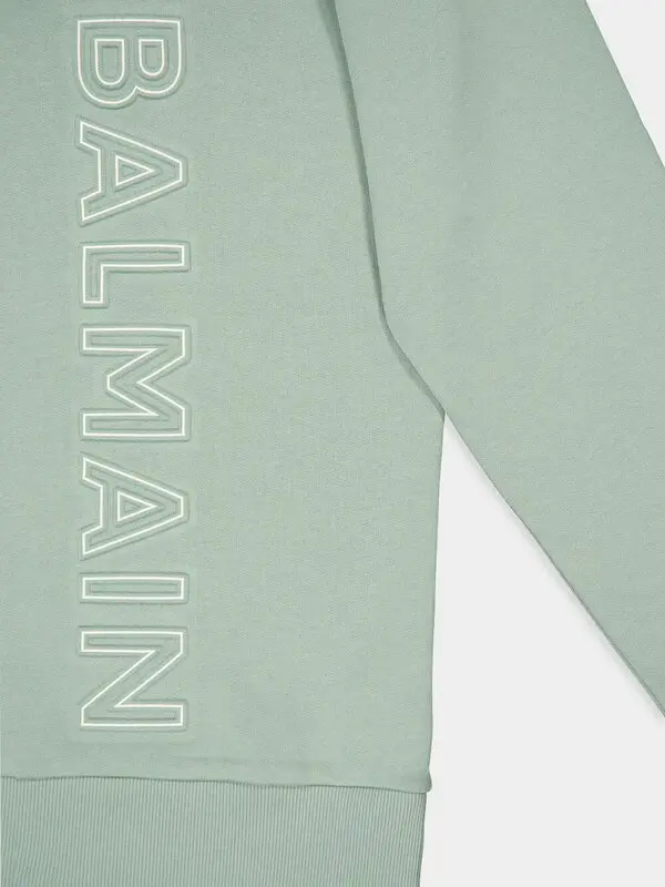Balmain Logo-embossed Cotton Hoodie - Green