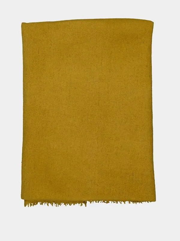 Maison De Vacances Hand-knitted Cashmere Throw With Fringe - Green
