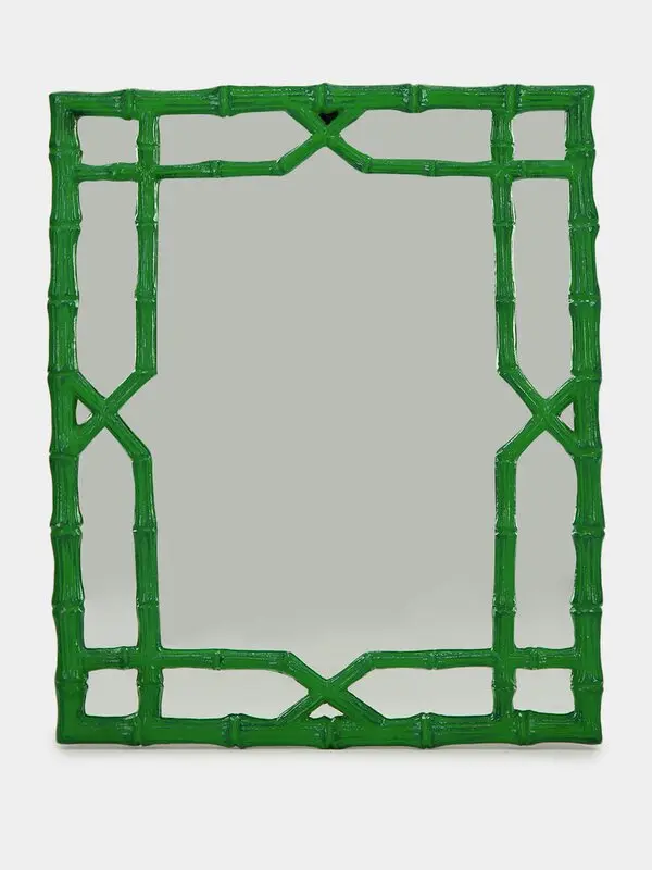 LES-OTTOMANS Bamboo-style Iron Mirror - Green