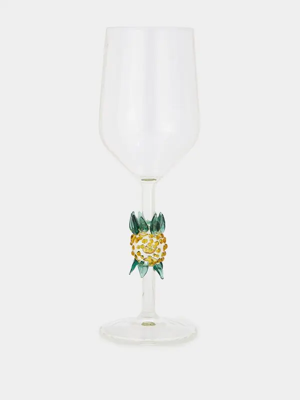 LES-OTTOMANS Pineapple Motif Wine Glass - Green