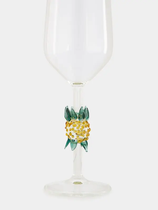 LES-OTTOMANS Pineapple Motif Wine Glass - Green