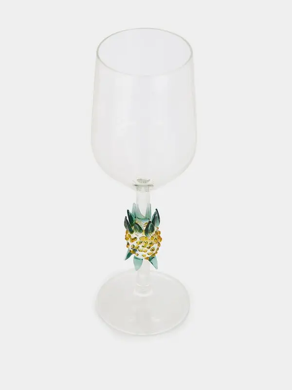 LES-OTTOMANS Pineapple Motif Wine Glass - Green