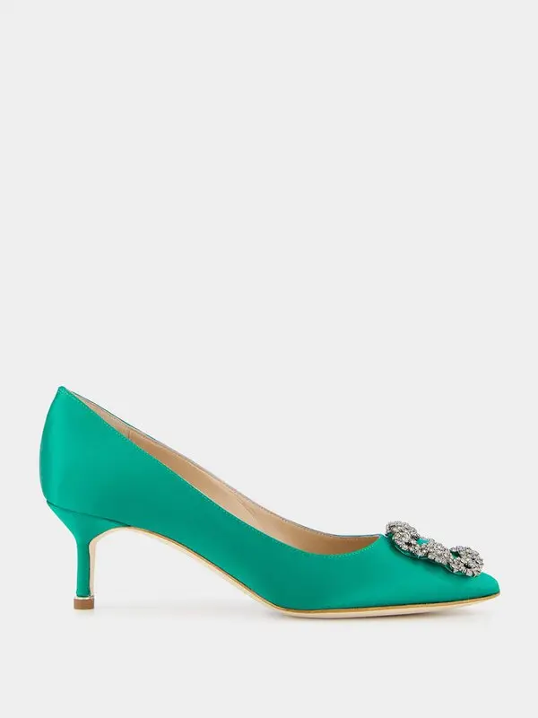 Manolo Blahnik Hangisi 50mm Jewel Pumps - Green