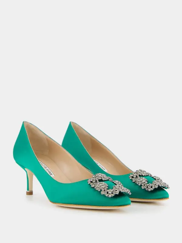 Manolo Blahnik Hangisi 50mm Jewel Pumps