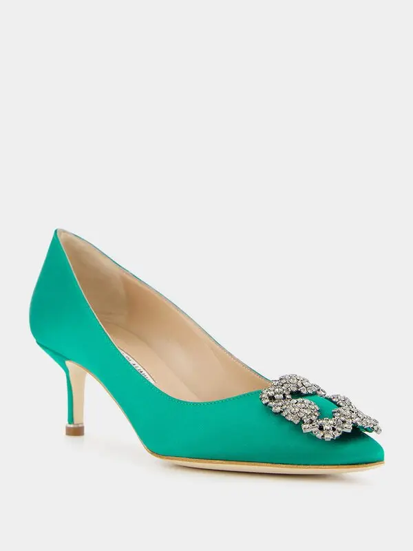 Manolo Blahnik Hangisi 50mm Jewel Pumps - Green
