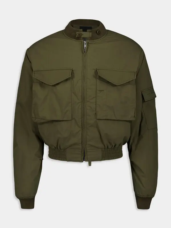 Givenchy Cotton Cropped Bomber Jacket - Green