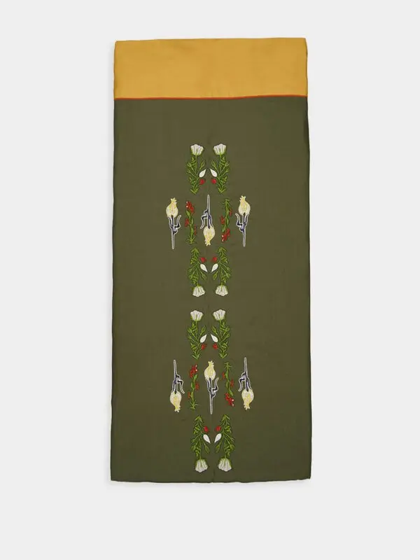 PAULA LIVING Belém Embroidered Linen Tablecloth - Green