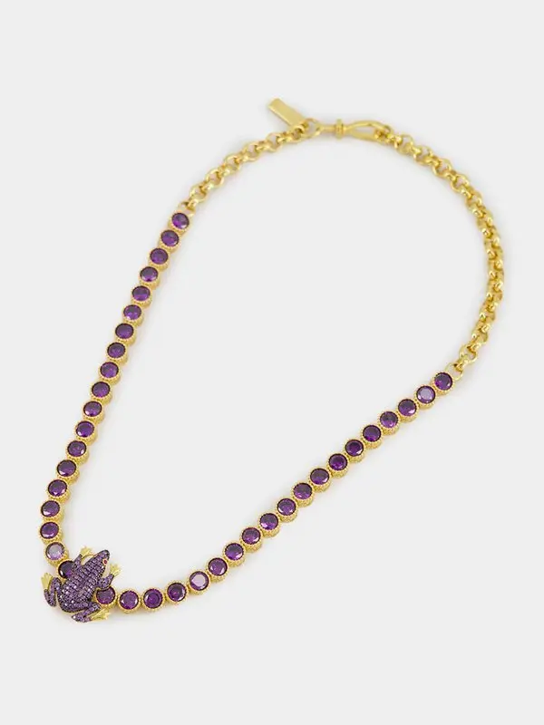 Begum Khan Frog Tennis Necklace - Purple
