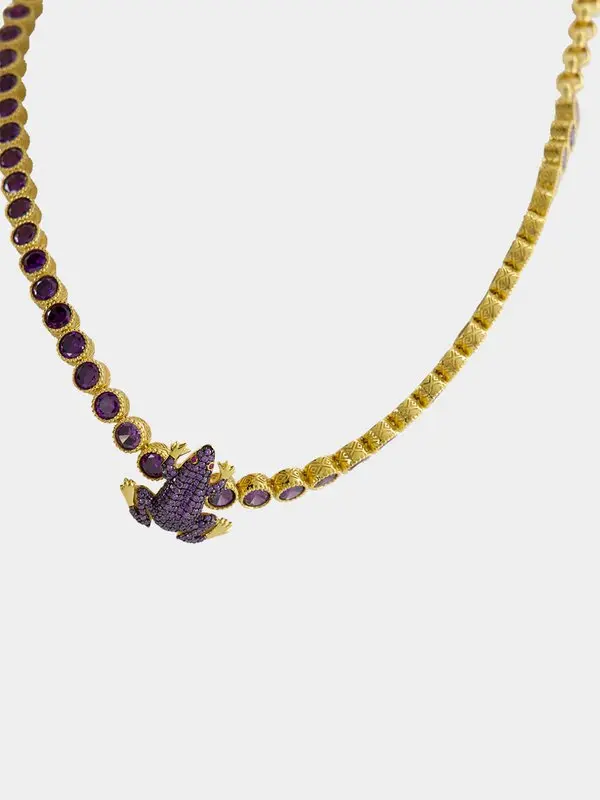 Begum Khan Frog Tennis Necklace - Purple
