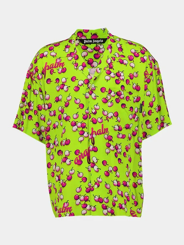 Palm Angels Lime Fuchsia Cherries Shirt - Green