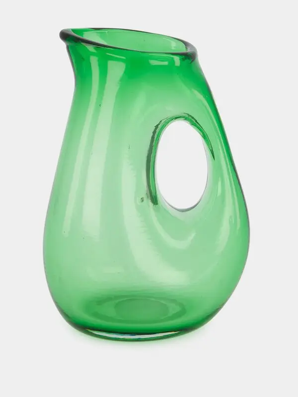 POLSPOTTEN Glass Jug With A Hole - Green