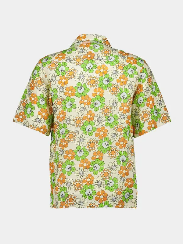 Marni Floral Linen Bowling Shirt - Green