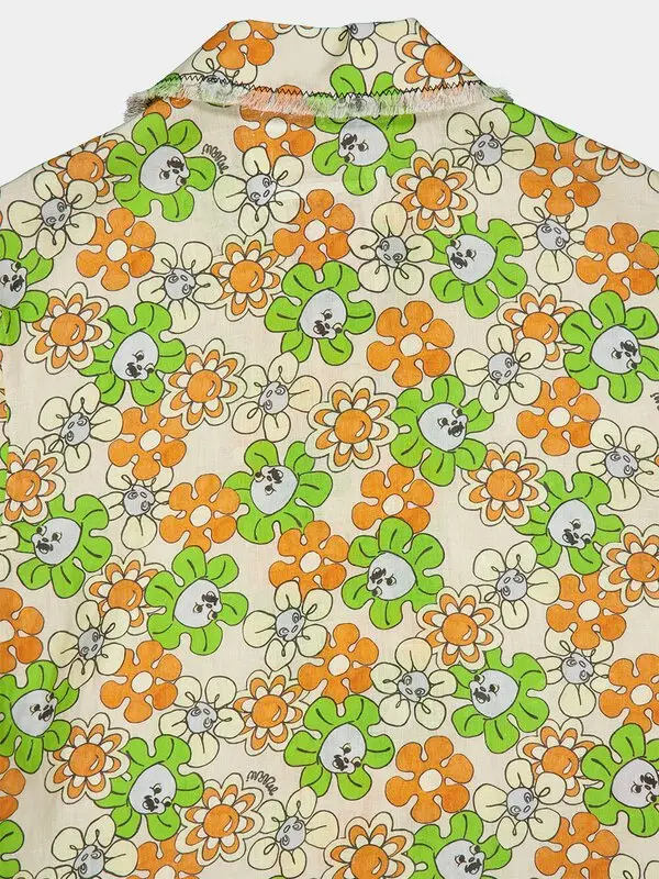 Marni Floral Linen Bowling Shirt - Green