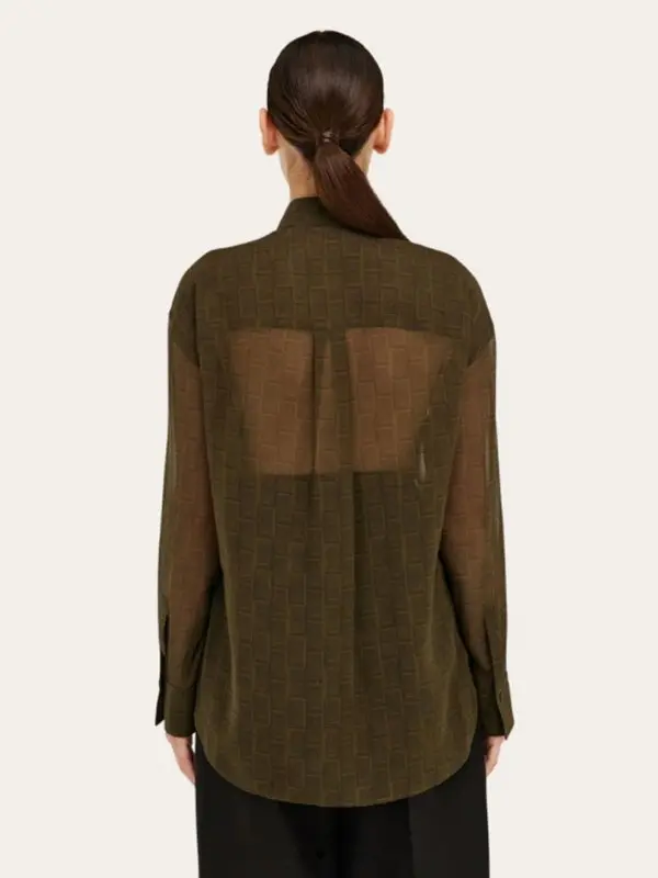 FERRAGAMO Monogram Georgette Silk Shirt