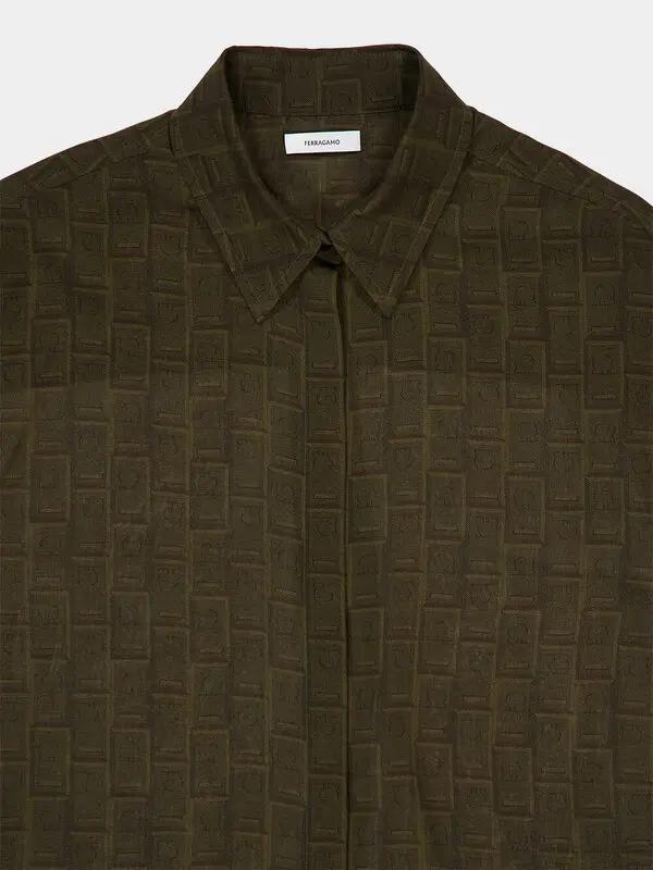 FERRAGAMO Monogram Georgette Silk Shirt