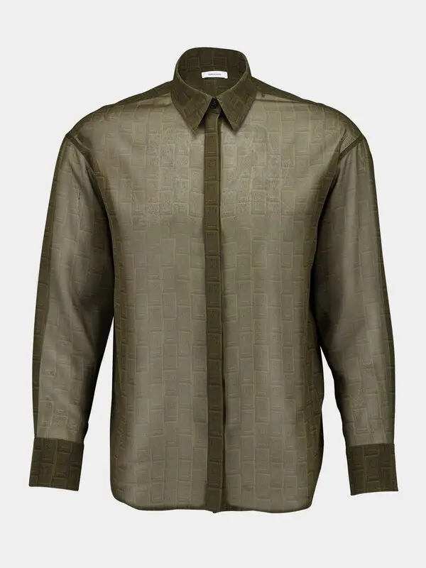 FERRAGAMO Monogram Georgette Silk Shirt