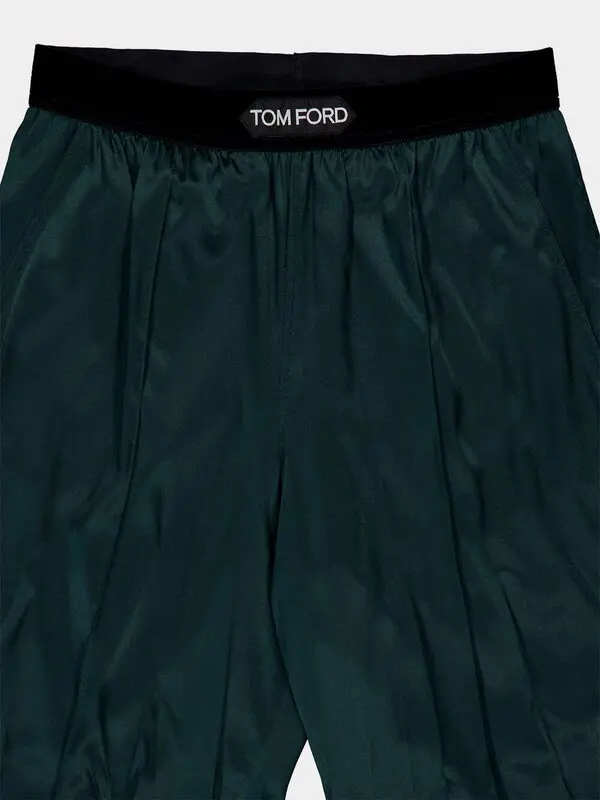 TOM FORD Silk Satin Pyjama Trousers - Green