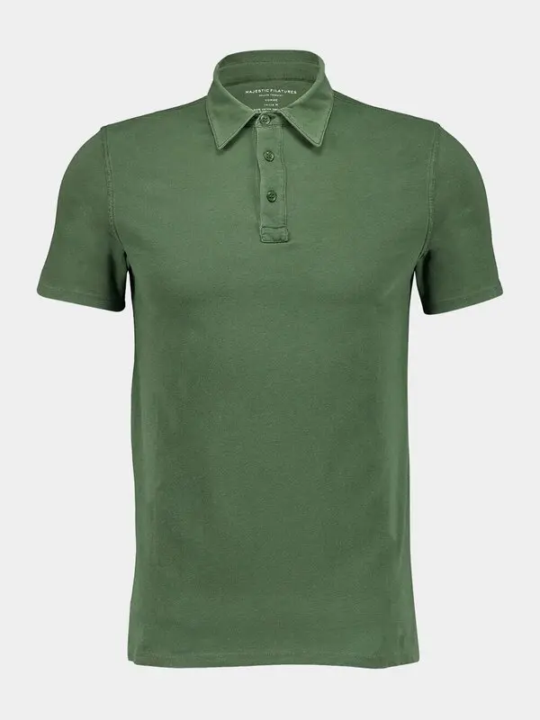 Majestic Filatures Tuscan Organic Cotton Short-sleeved Polo - Green