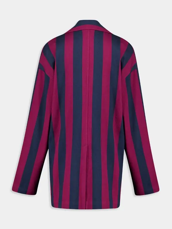 PAULA Nymphaea Striped Hand-woven Blazer With Embroidery - Purple