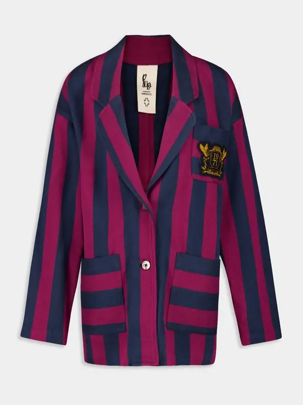 PAULA Nymphaea Striped Hand-woven Blazer With Embroidery - Purple