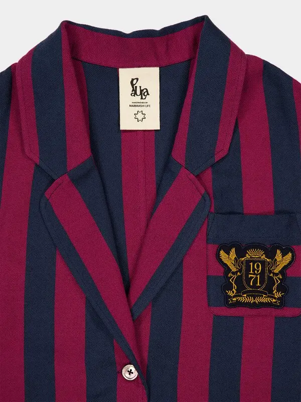 PAULA Nymphaea Striped Hand-woven Blazer With Embroidery - Purple