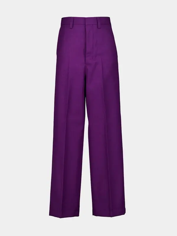 AMI Paris Pleated Wool Pants - Purple