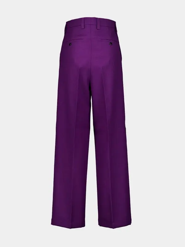 AMI Paris Pleated Wool Pants - Purple