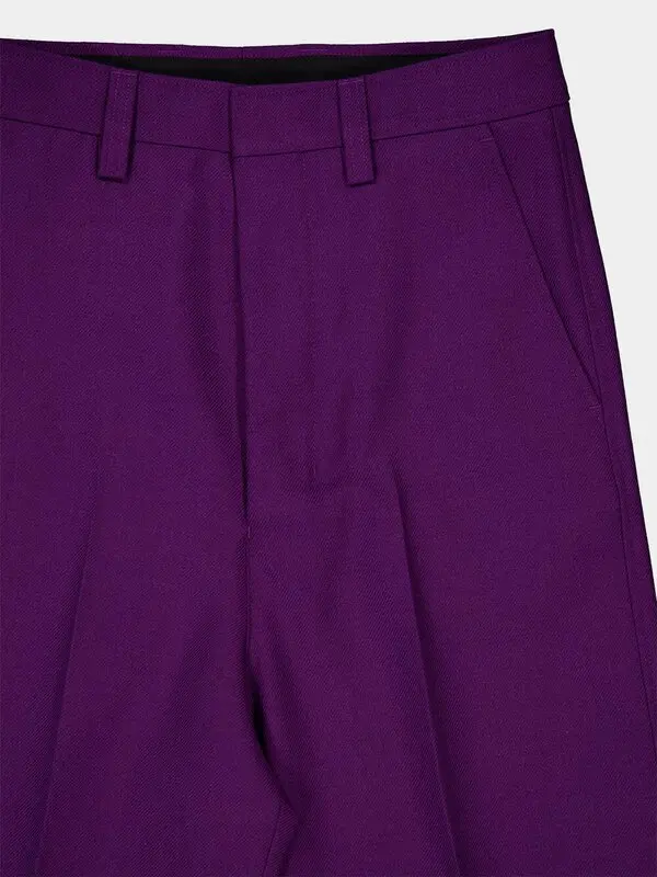 AMI Paris Pleated Wool Pants - Purple