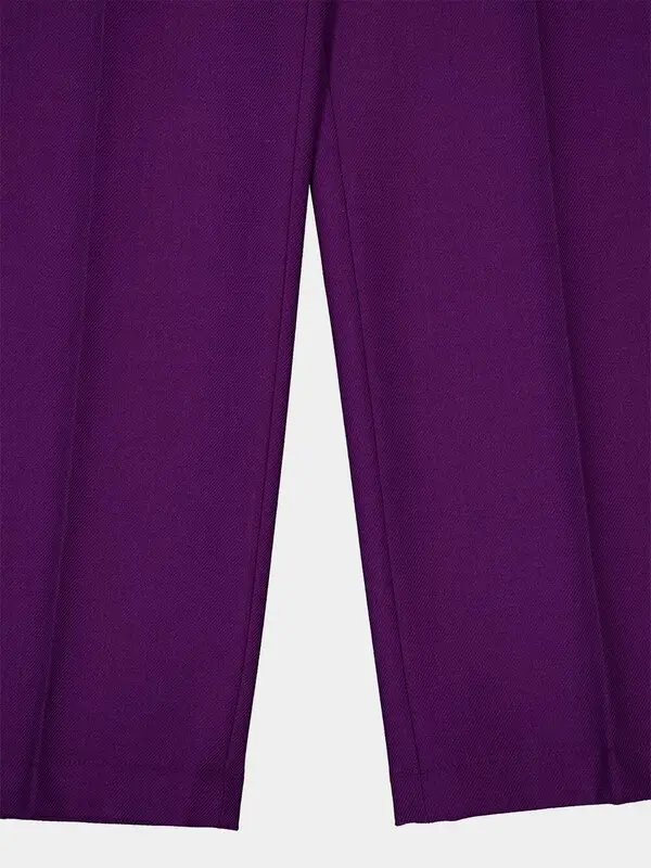 AMI Paris Pleated Wool Pants - Purple