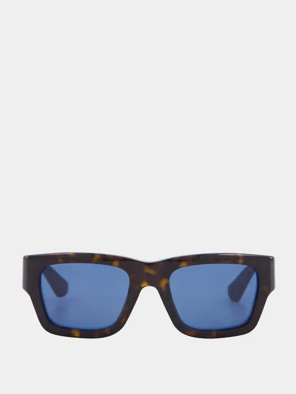 Gucci Rectangular Sunglasses With Tortoiseshell Acetate Frame - Green