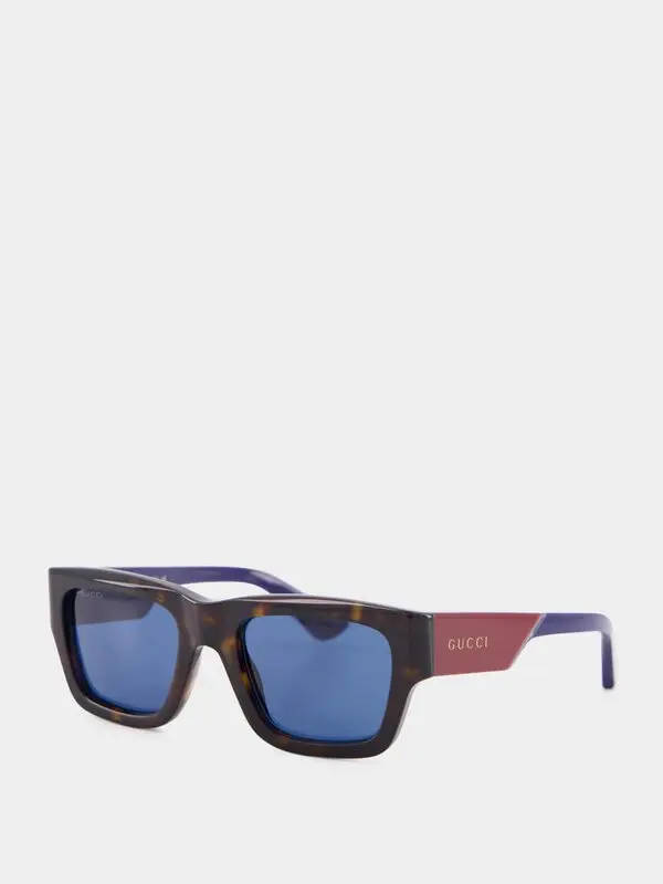 Gucci Rectangular Sunglasses With Tortoiseshell Acetate Frame - Green