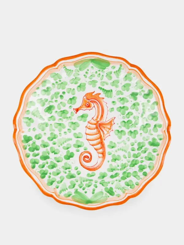 LES-OTTOMANS La Menagerie D'été Seahorse Dinner Plate - Green