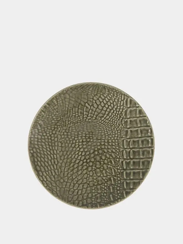 HOUSE OF CAPRICORN Jacaré Ceramic Dessert Plate - Green
