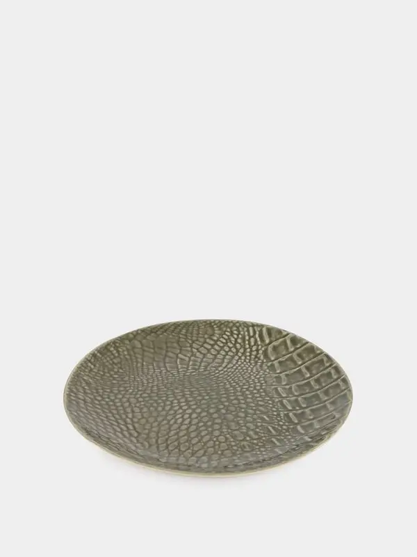 HOUSE OF CAPRICORN Jacaré Ceramic Dessert Plate - Green