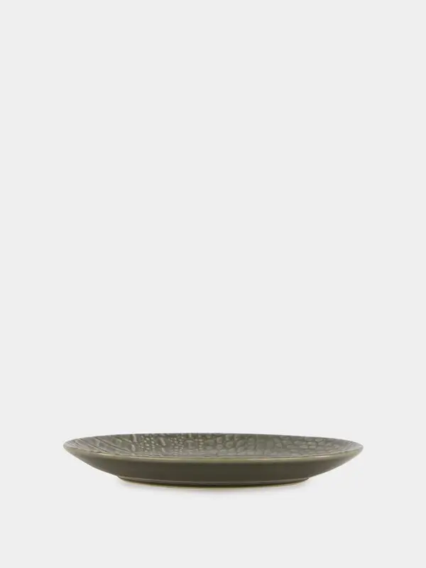 HOUSE OF CAPRICORN Jacaré Ceramic Dessert Plate - Green